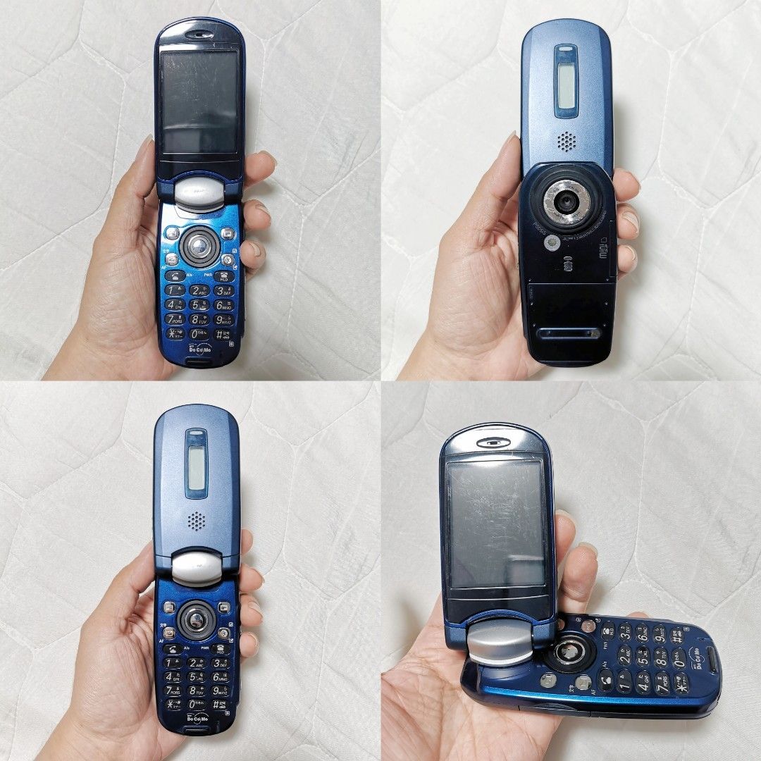 Docomo Panasonic P505iS dark blue dummy keypad rotate screen flip phone ...