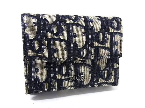 Excellent condition Christian Dior Oblique Trotter Canvas Tri-fold ...