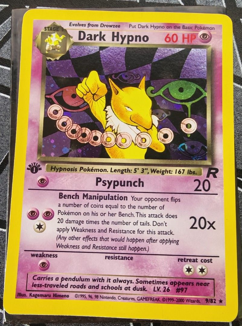 First Edition Dark Hypno Pokemon Card - 9/82 Team Rocket, Hobbies ...