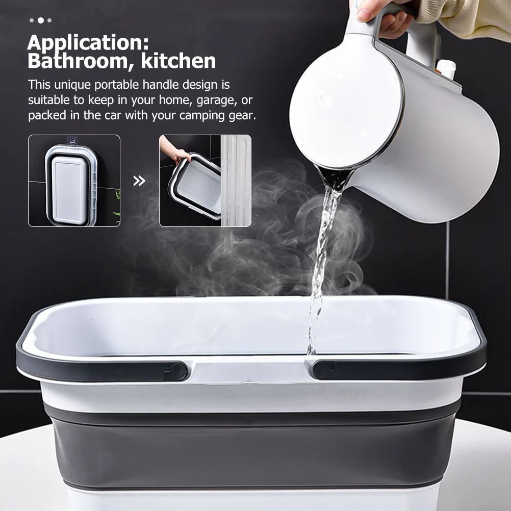 Foldable Bucket Portable Plastic Bucket Sturdy Handle Multipurpose for ...