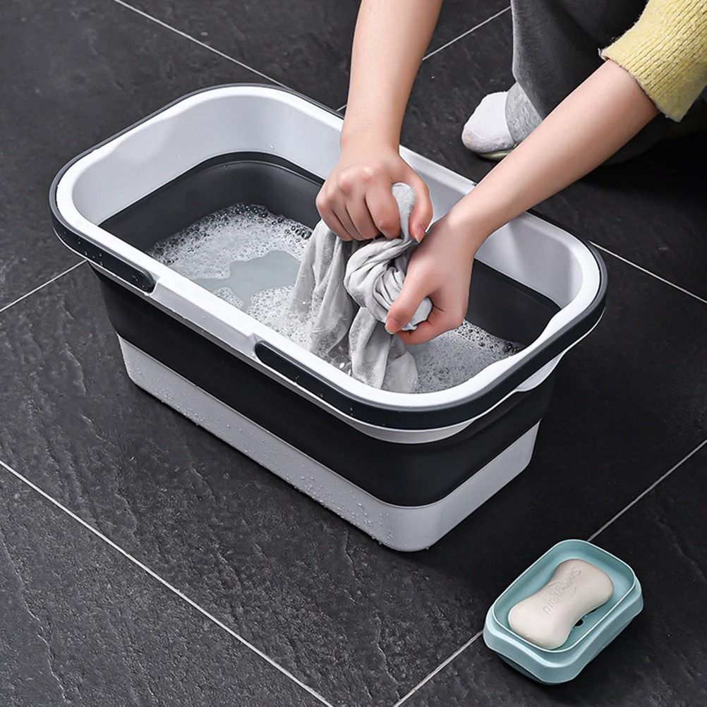 Foldable Bucket Portable Plastic Bucket Sturdy Handle Multipurpose for ...