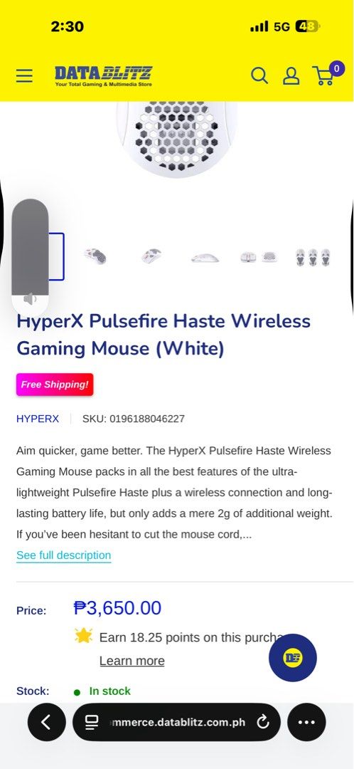 HyperX Pulsefire Haste Wireless Gaming Mouse (White), Computers & Tech ...