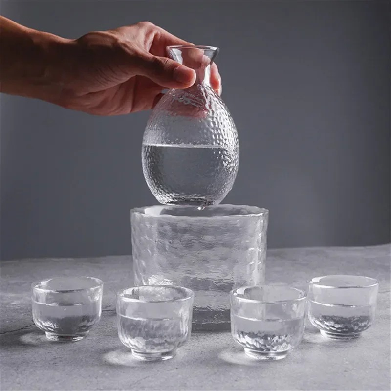 Japanese Sake Pot Set Golden Edge Glass Sake Bottle Set Rice Wine Vodka ...