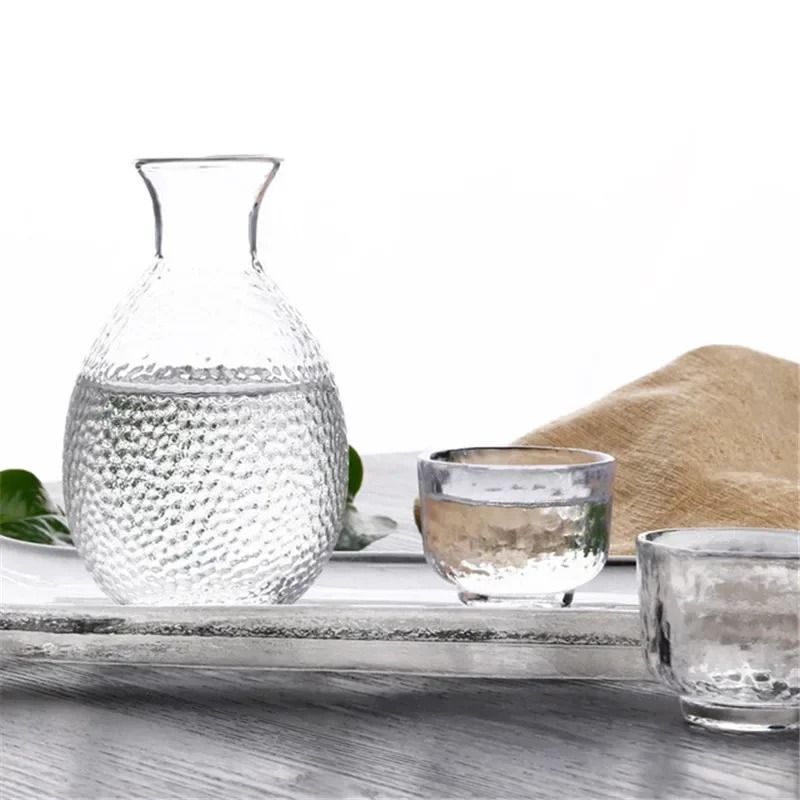 Japanese Sake Pot Set Golden Edge Glass Sake Bottle Set Rice Wine Vodka ...