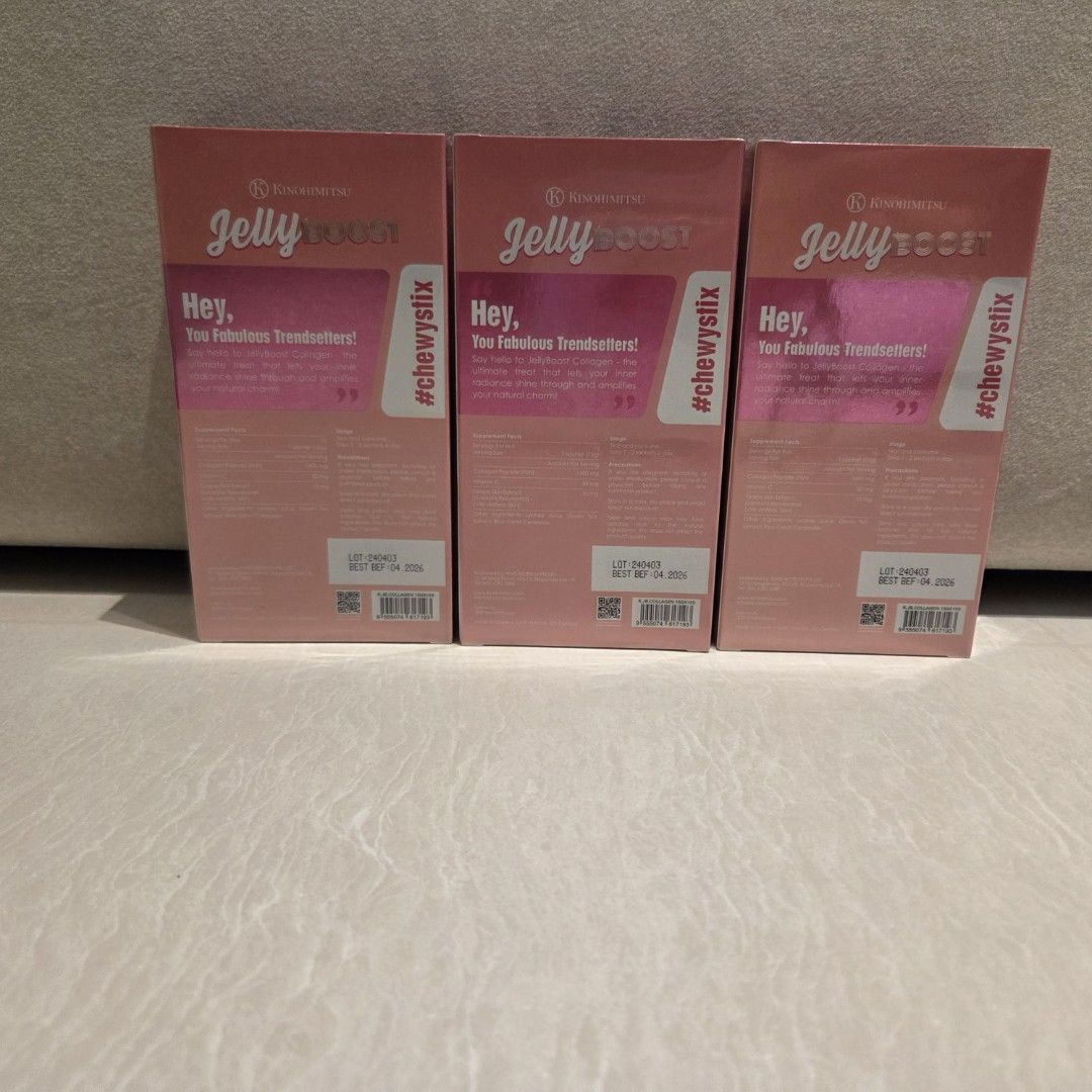 Kinohimitsu Jelly Boost Collagen - 3 Boxes, Health & Nutrition, Health ...