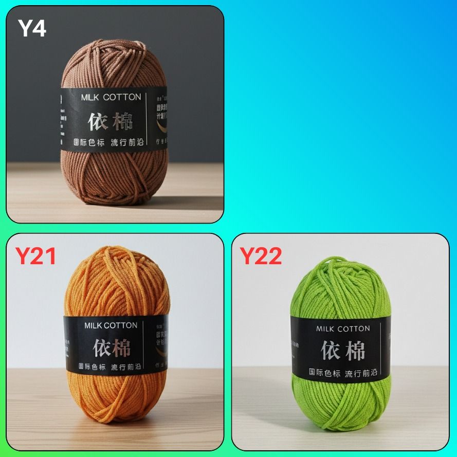Milk Cotton Yarn (4strand) - Brown, Bud Green, Orange, Hobbies & Toys ...