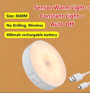 Motion Sensor Night Light | White & Warm Light | Rechargeable | Auto On ...
