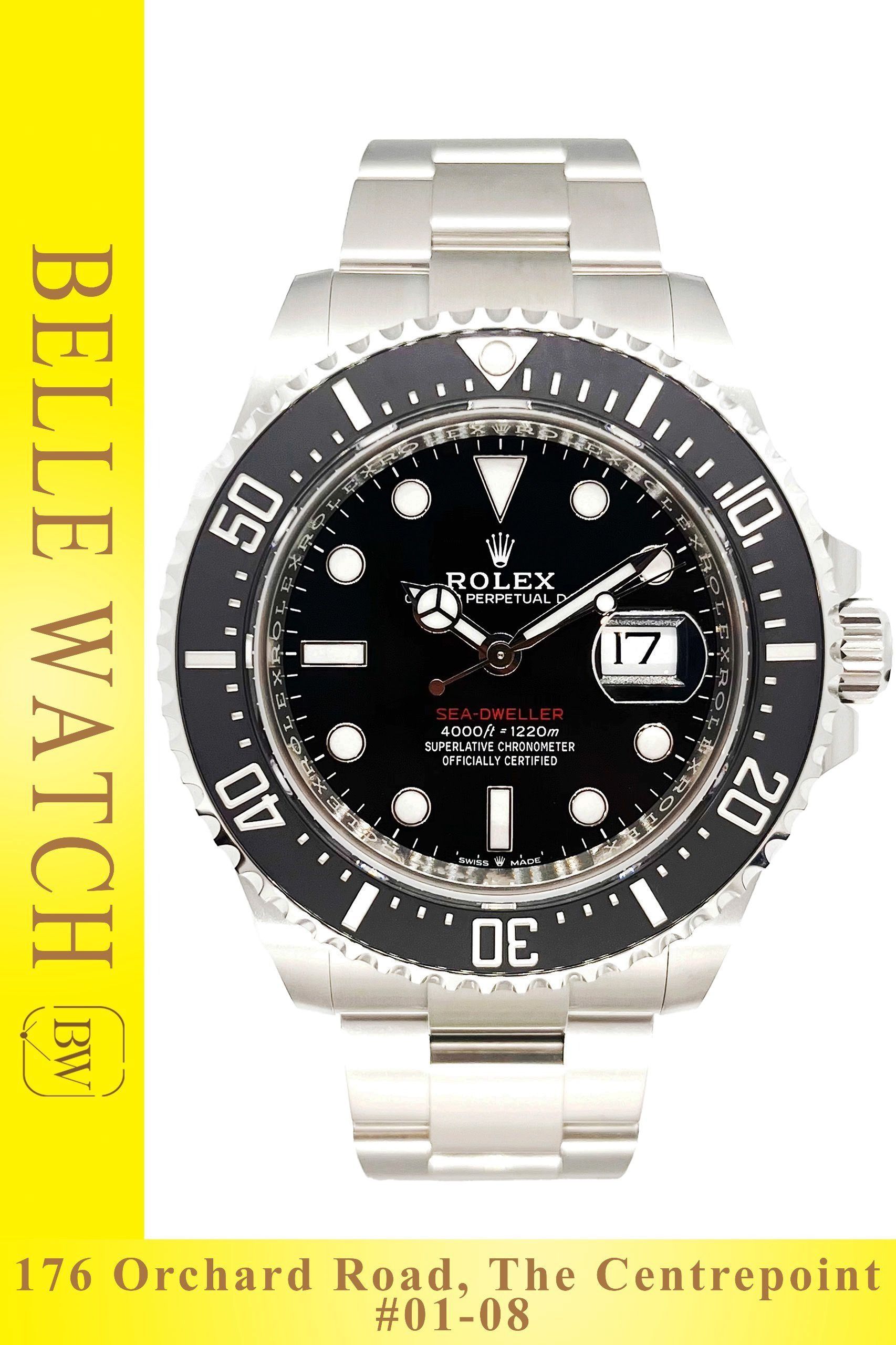 Preowned 2020 Rolex 126600 Red Sea-Dweller Black Dial Stainless Steel ...