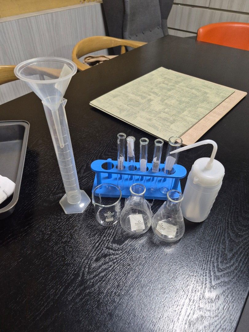 Science Laboratory Equipment Set - Flasks, Test Tubes, Funnel ...