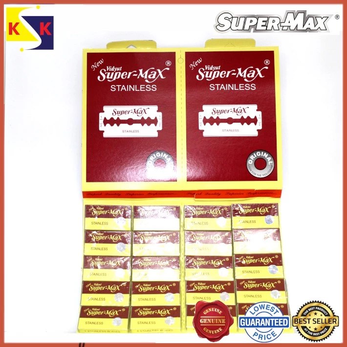 Supermax Stainless Blades AA02 (40Tucks/Box x 5Blades) Best Genuine ...