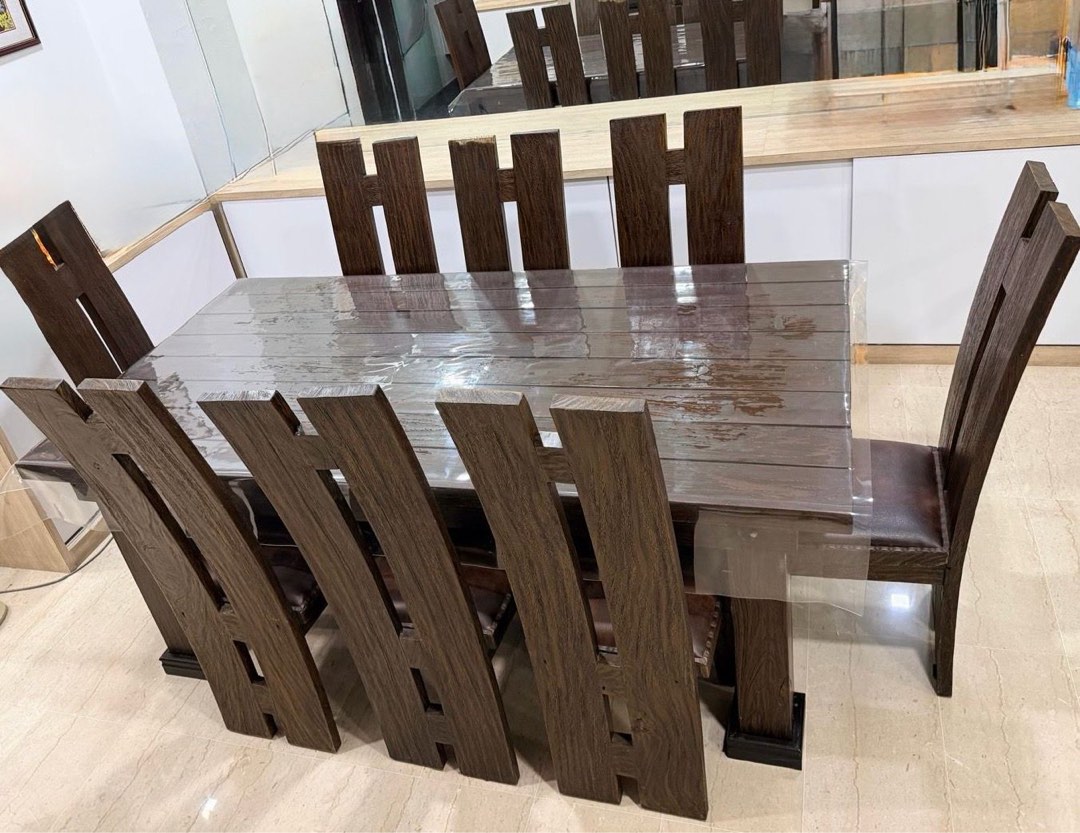Teak Wood from Bali Dining Table 2m X 1.1m Set with 8 Chairs, Furniture ...