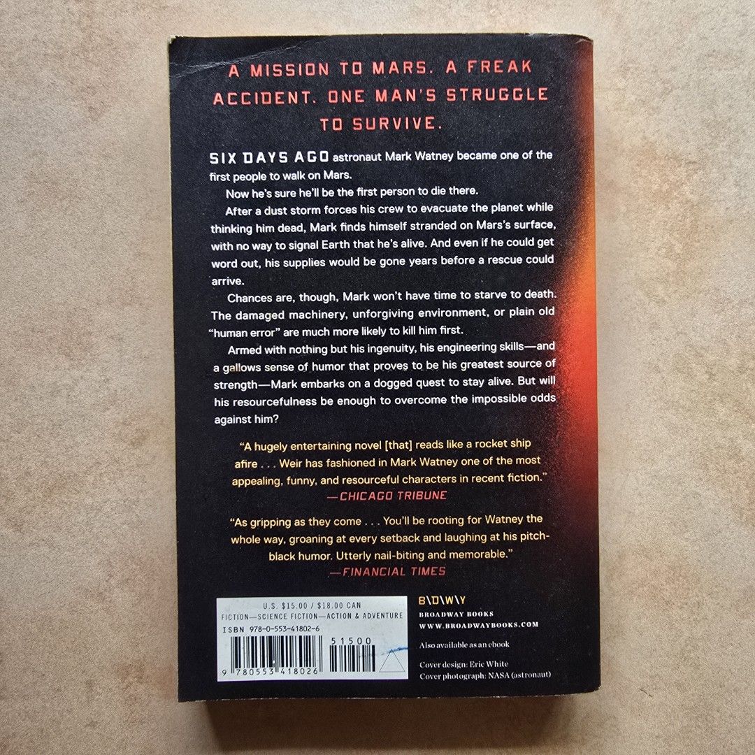 The Martian: A Novel by Andy Weir 🧑‍🚀📖, Hobbies & Toys, Books ...