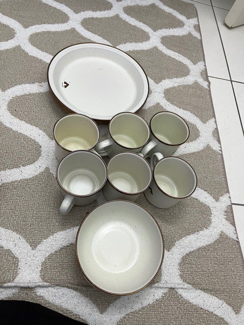 Vintage Enamel Dinnerware Set, Furniture & Home Living, Kitchenware ...