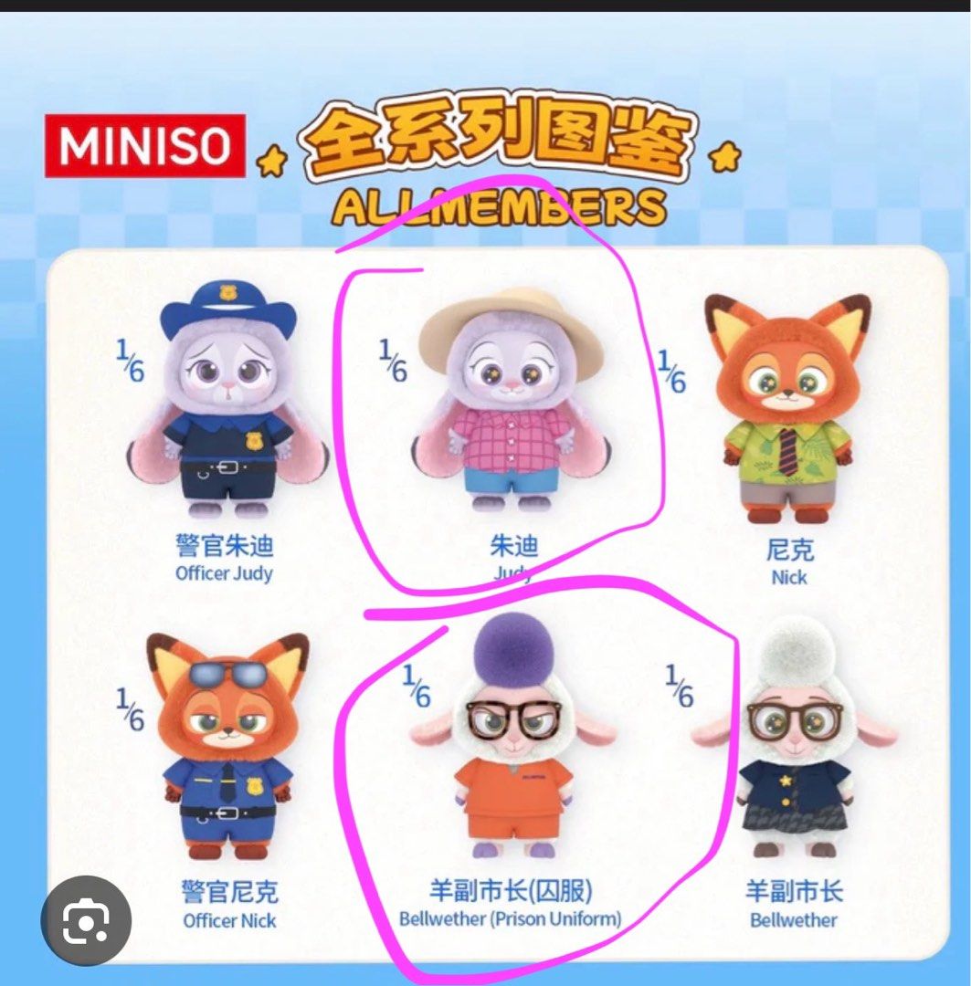 ZooTopia Miniso Blind Box Plush, Hobbies & Toys, Toys & Games on Carousell