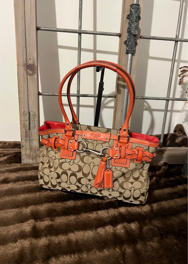 Coach Signature Brick Red Hampton with braided details, Women's Fashion ...