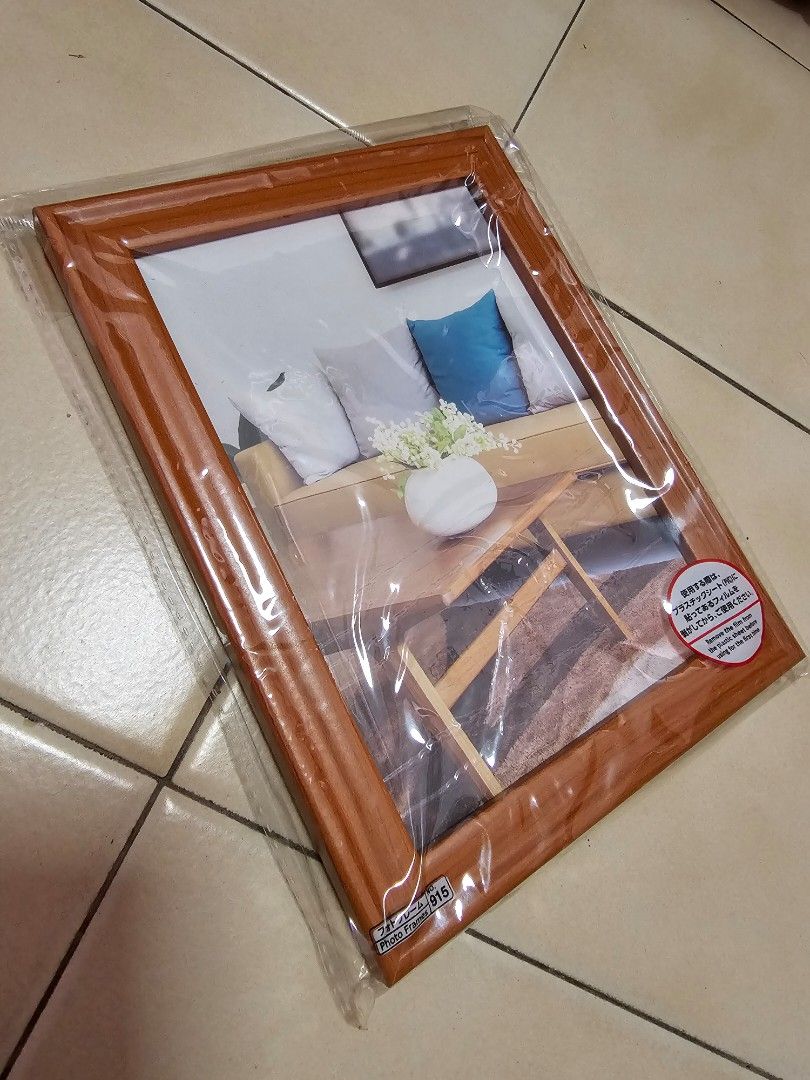Daiso Wooden Photo Frame - Brand New, Furniture & Home Living, Home ...