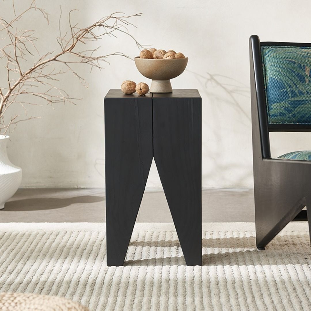 Ebony Black Solid Wood Side Table, Furniture & Home Living, Furniture, Tables & Sets on Carousell