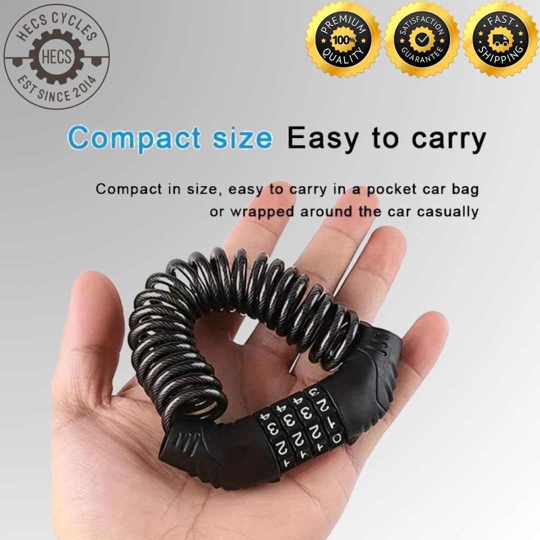 Bicycle Cable Lock 4 Digit Password Anti Theft Lock for Bike Motorcycle ...