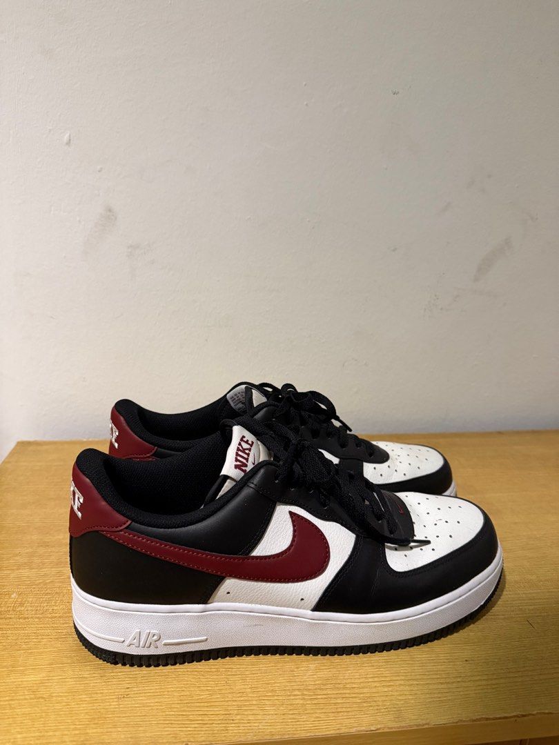 Nike Air Force 1 Low - 'Black Dark Team Red', Men's Fashion, Footwear ...