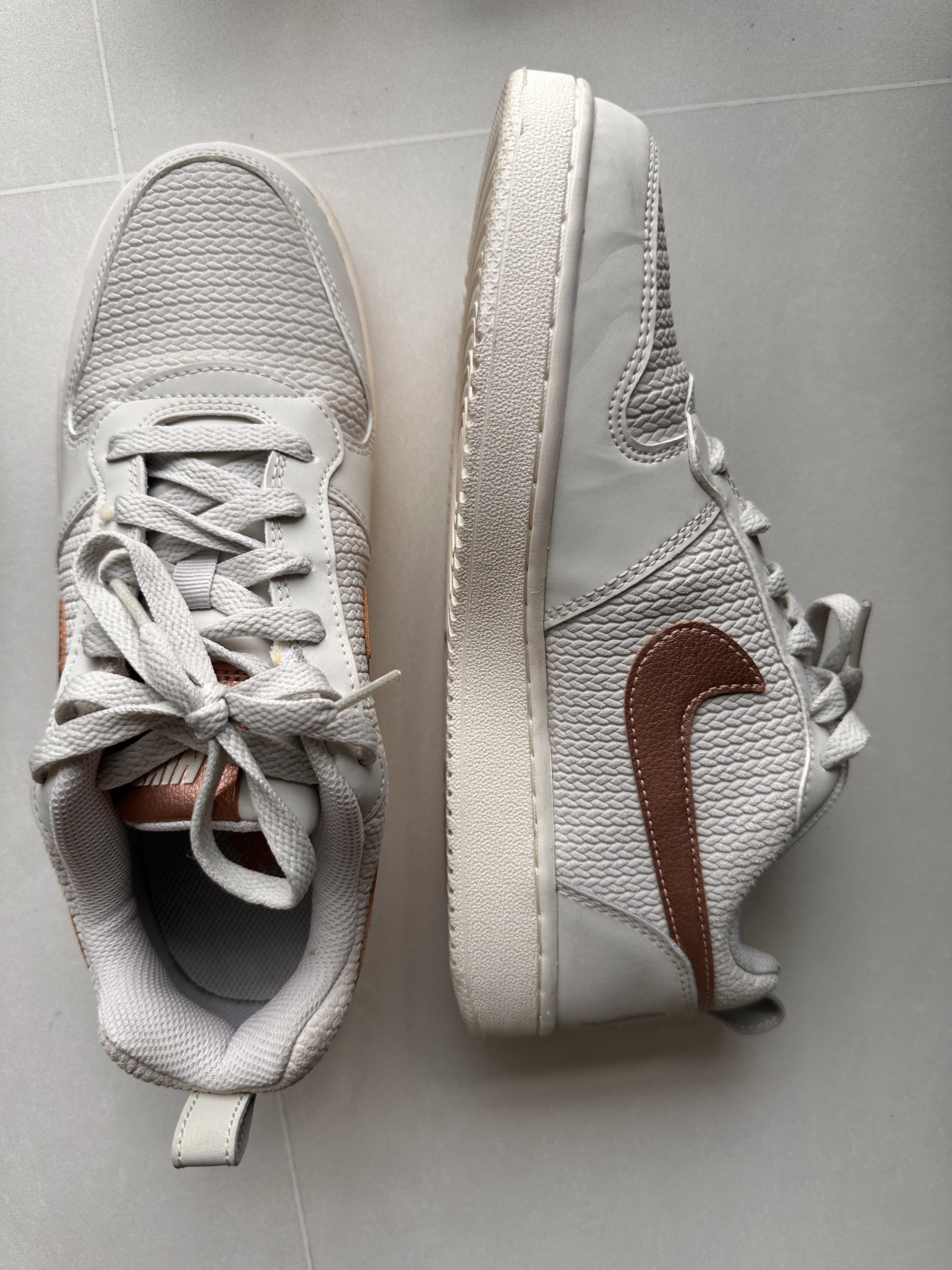 Nike Court Vision Low Sneakers - White/Bronze, Women's Fashion ...