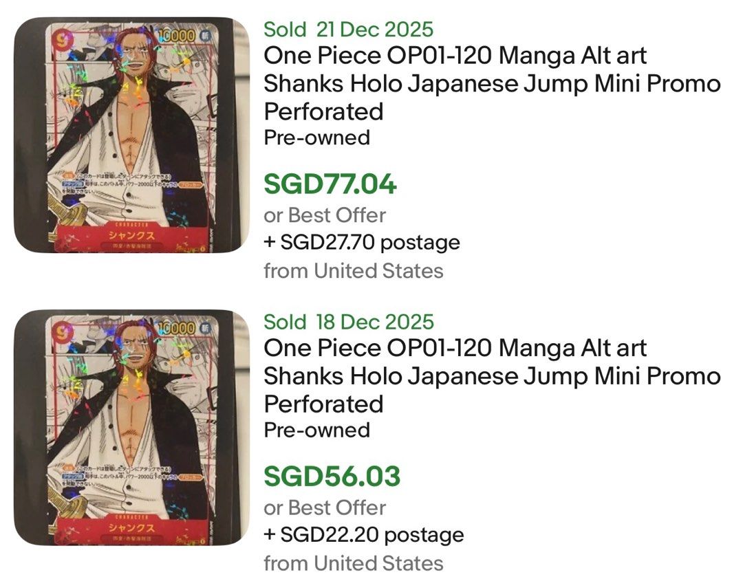 One Piece OP01-120 Shanks Mini Manga Alt Art Card, Hobbies & Toys, Toys ...