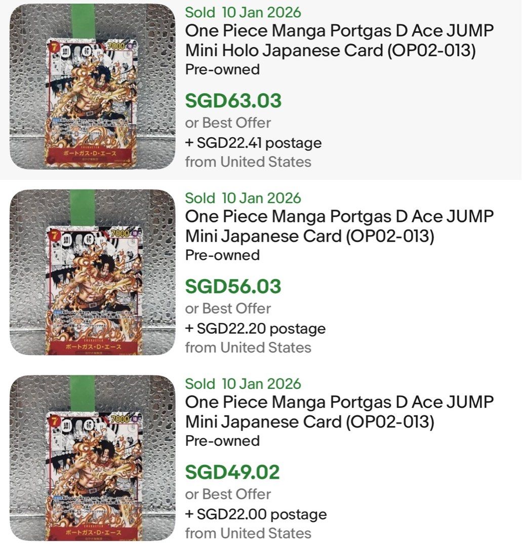 One Piece Portgas D Ace Mini Holo Japanese Card (OP02-013), Hobbies ...