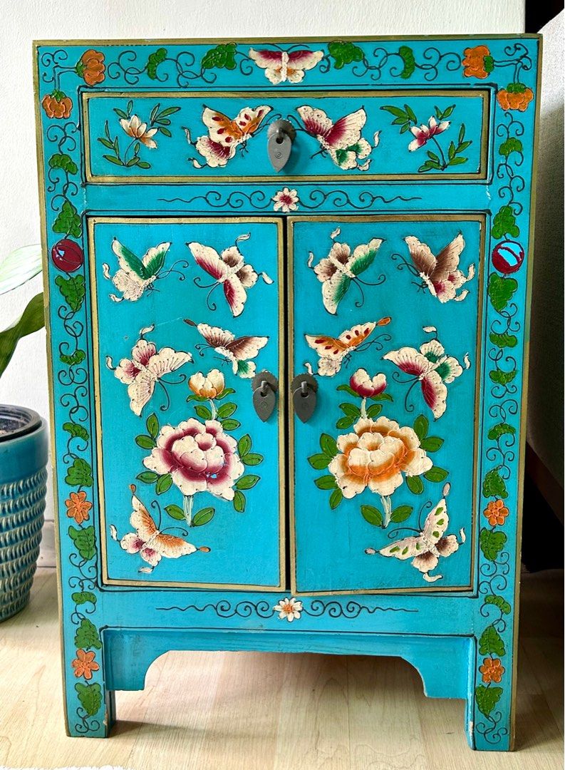 Oriental Hand-painted Blue Cabinet from Lim’s Legacy (Cupboard Table ...