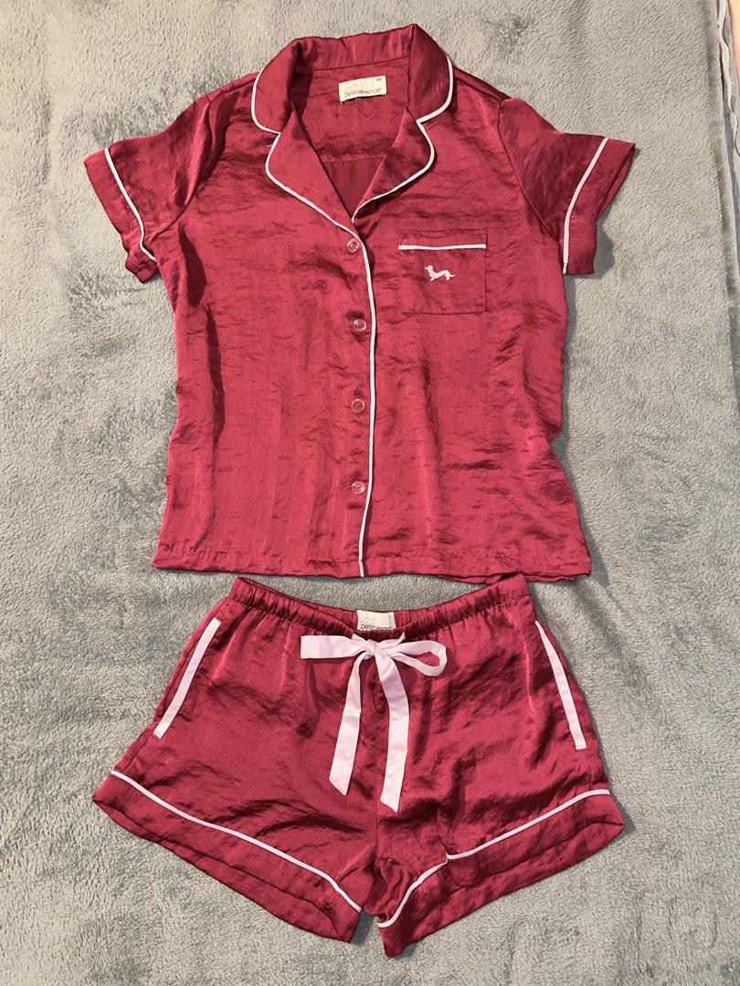 Peter Alexander Burgundy Red Pajama Set, Women's Fashion, New ...