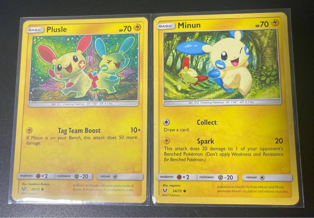 Pokemon TCG Plusle & Minun Cards, Hobbies & Toys, Toys & Games on Carousell