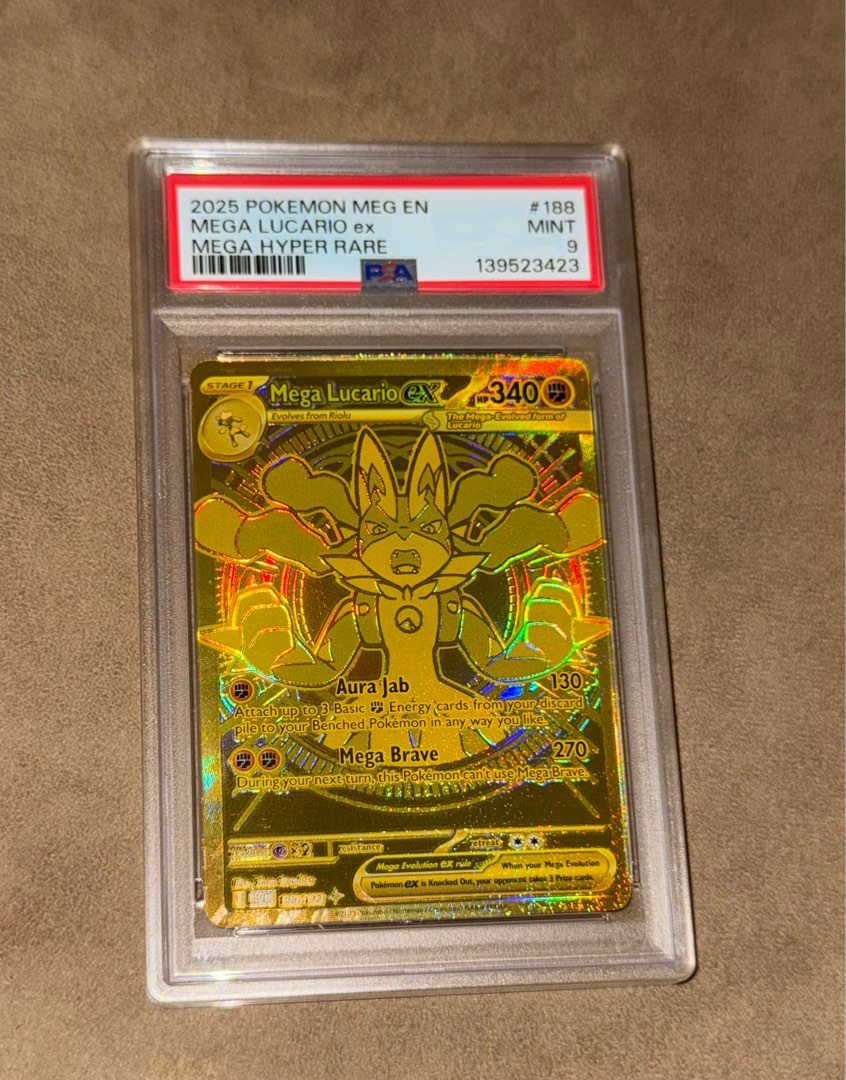 PSA 9 ENG Mega Lucario Ex Gold #188 Pokemon Mega Evolution, Hobbies ...