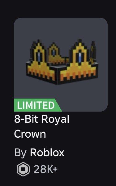 Roblox 8-Bit Royal Crown - Limited Edition, Video Gaming, Gaming ...