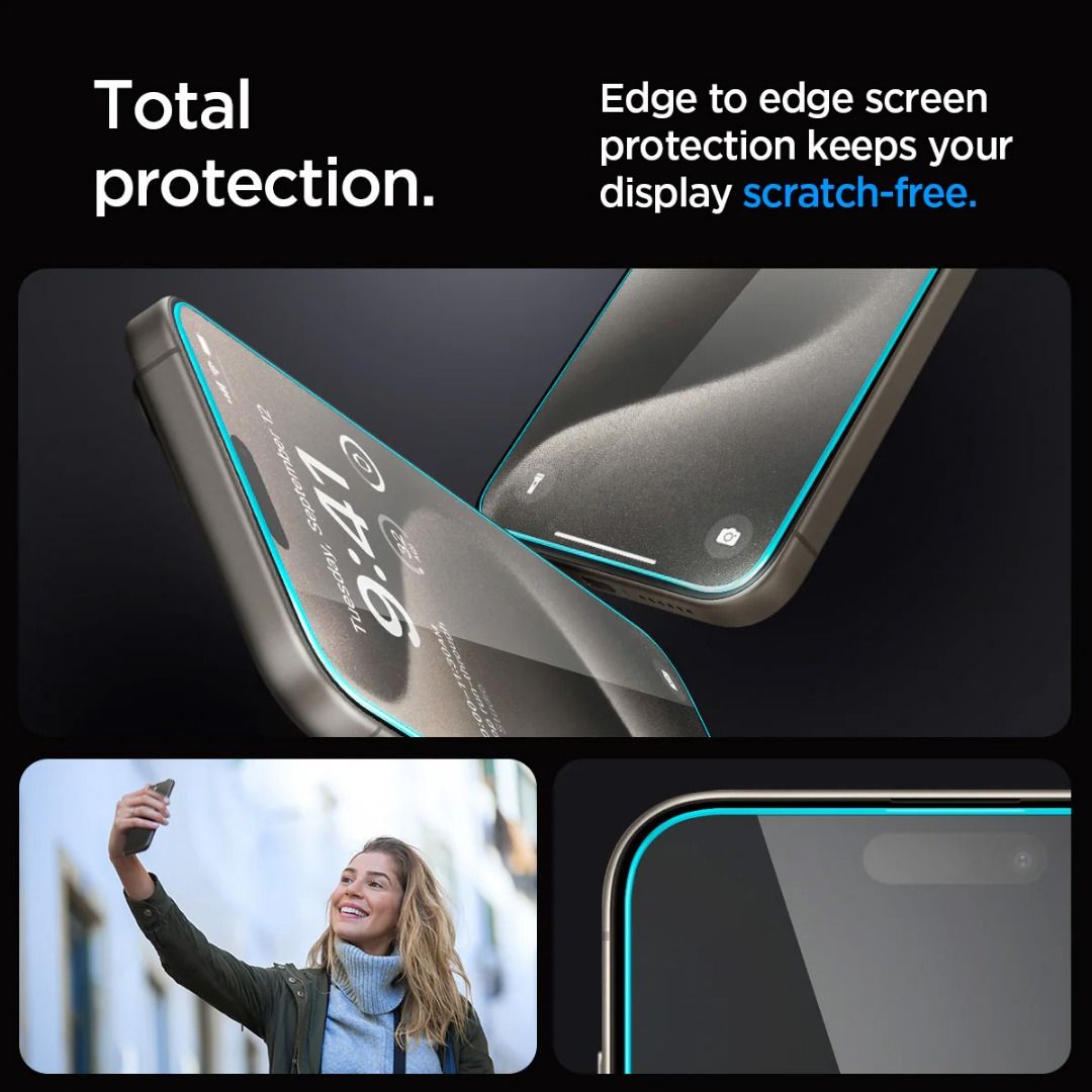 Spigen EZ Fit Clear Tempered Glass Screen Protector (2-Pack), Mobile ...