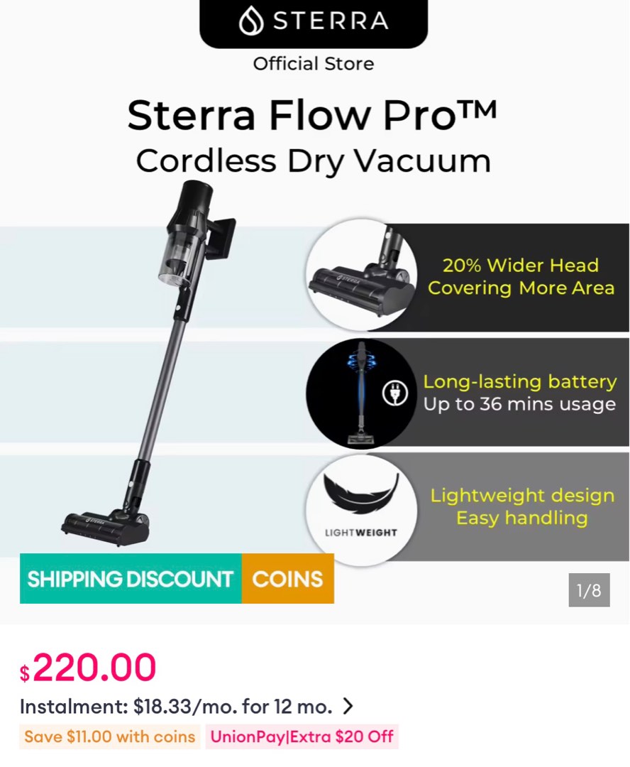 Sterra Flow Pro Cordless Vacuum - Brand New, TV & Home Appliances ...