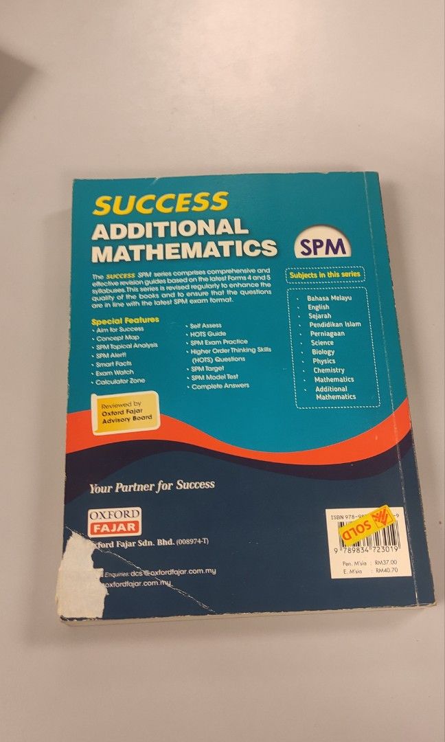 Success Additional Mathematics SPM by Wong Pek Wei and Dr Wong Sin Mong ...