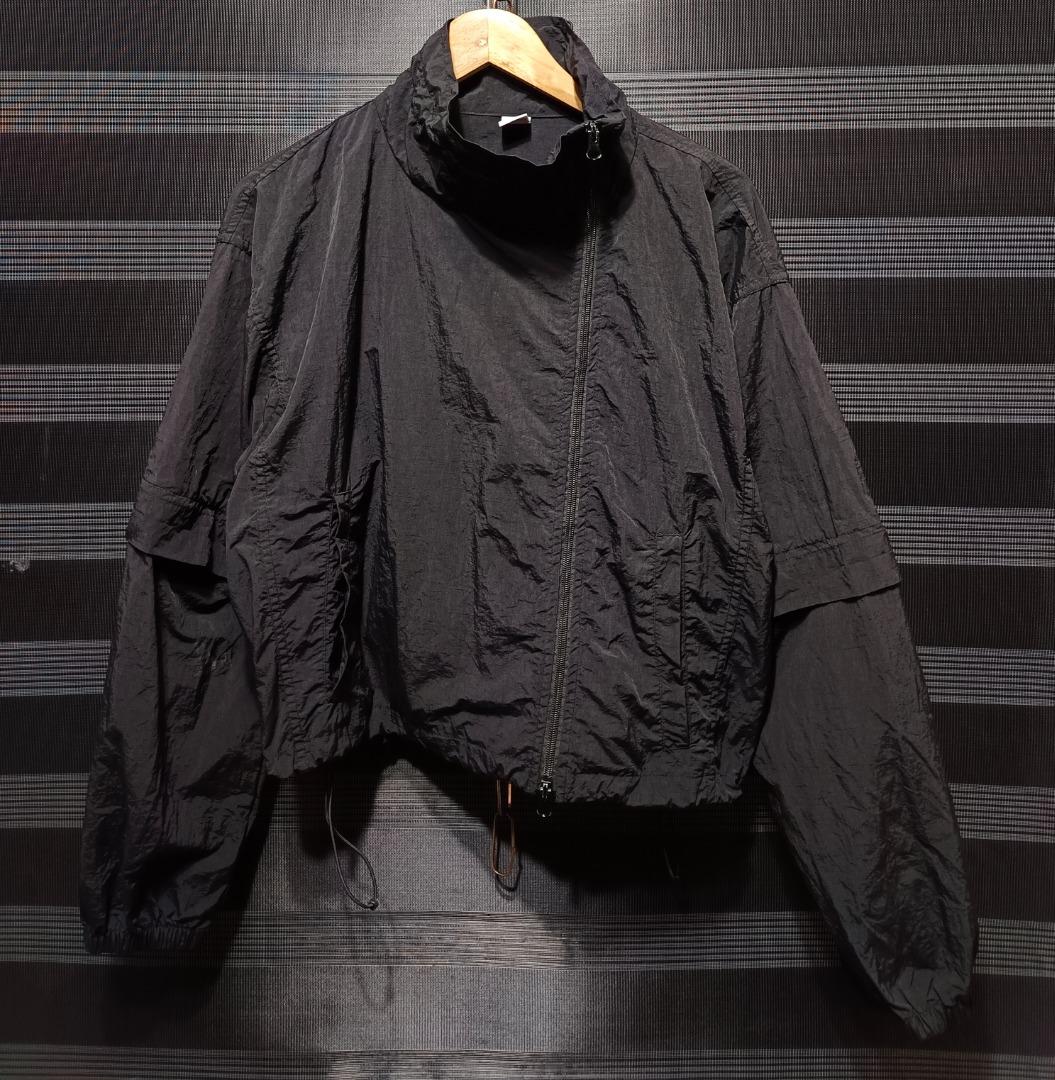Vintage Partimento Black Cropped Windbreaker Jacket, Women's Fashion ...