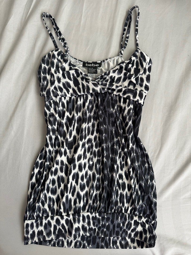 Y2k BEBE leopard cami top, Women's Fashion, Tops, Sleeveless on Carousell