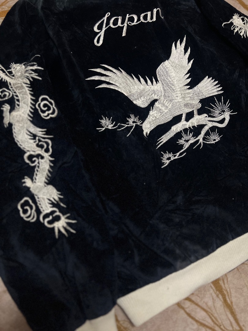 1940s-1950s Vintage Sukajan Velvet Eagle & Long Dragon WW2 Talon Zipper ...