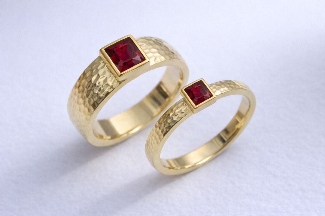 2026 Couple Hammer Ring w/Natural Pigeon Blood Ruby - PM with your ...