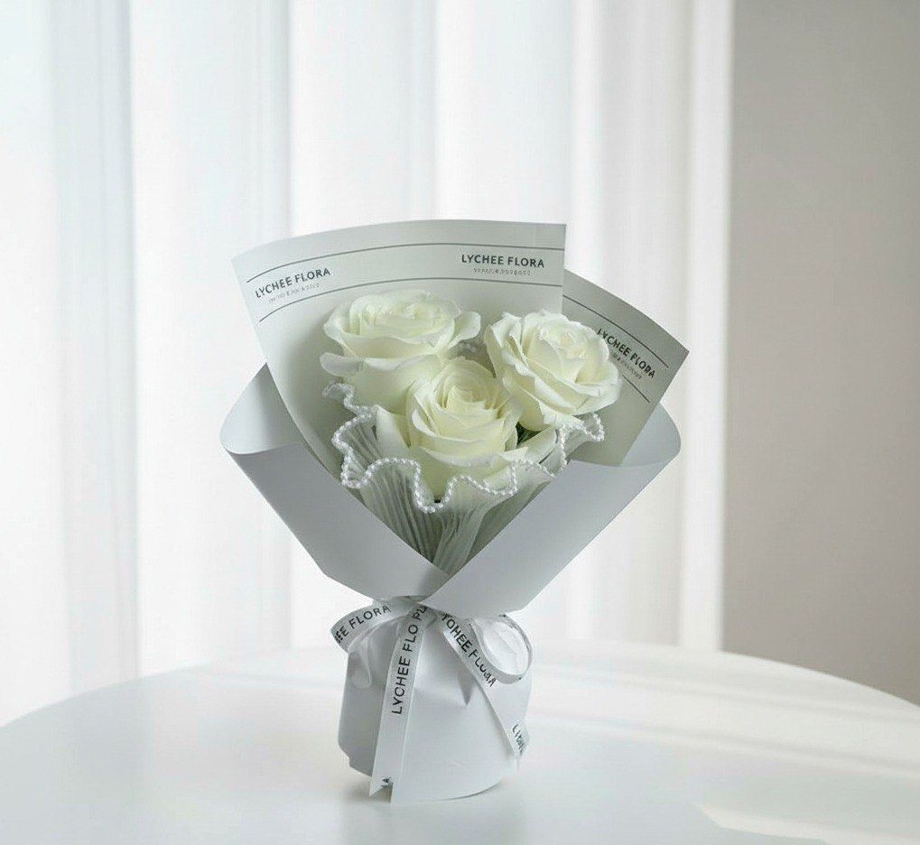 3 Red/White Rose Eternal Flower Mini Bouquet | Valentine’s Day Gift ...