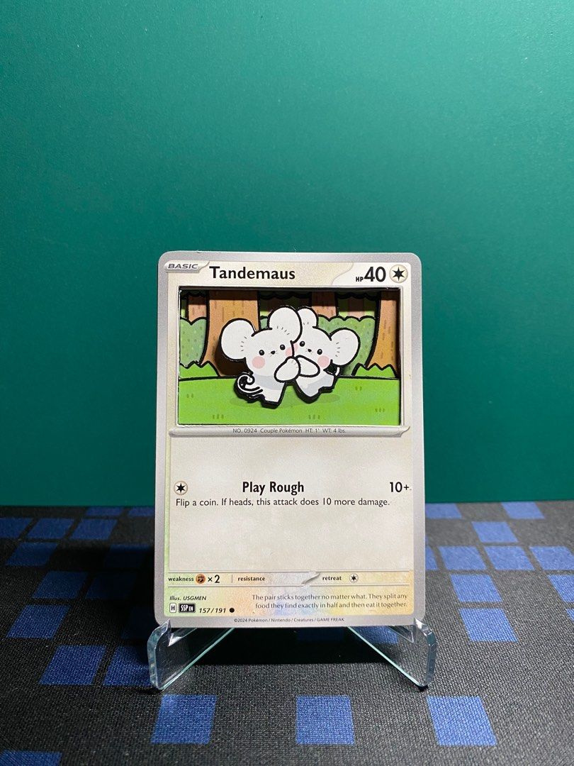 3D Pokemon Card - Tandemaus, Hobbies & Toys, Toys & Games on Carousell