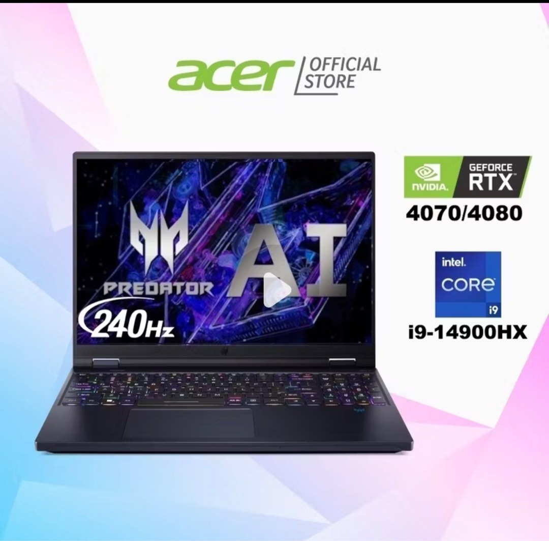 Acer Predator Gaming Laptop - 4080, i9-14900HX, Computers & Tech ...