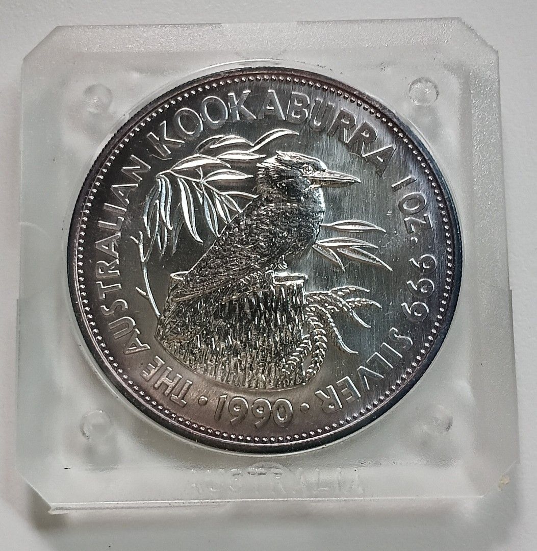 Australian 5 Dollars Kookaburra Silver Coin 1990, Hobbies & Toys ...