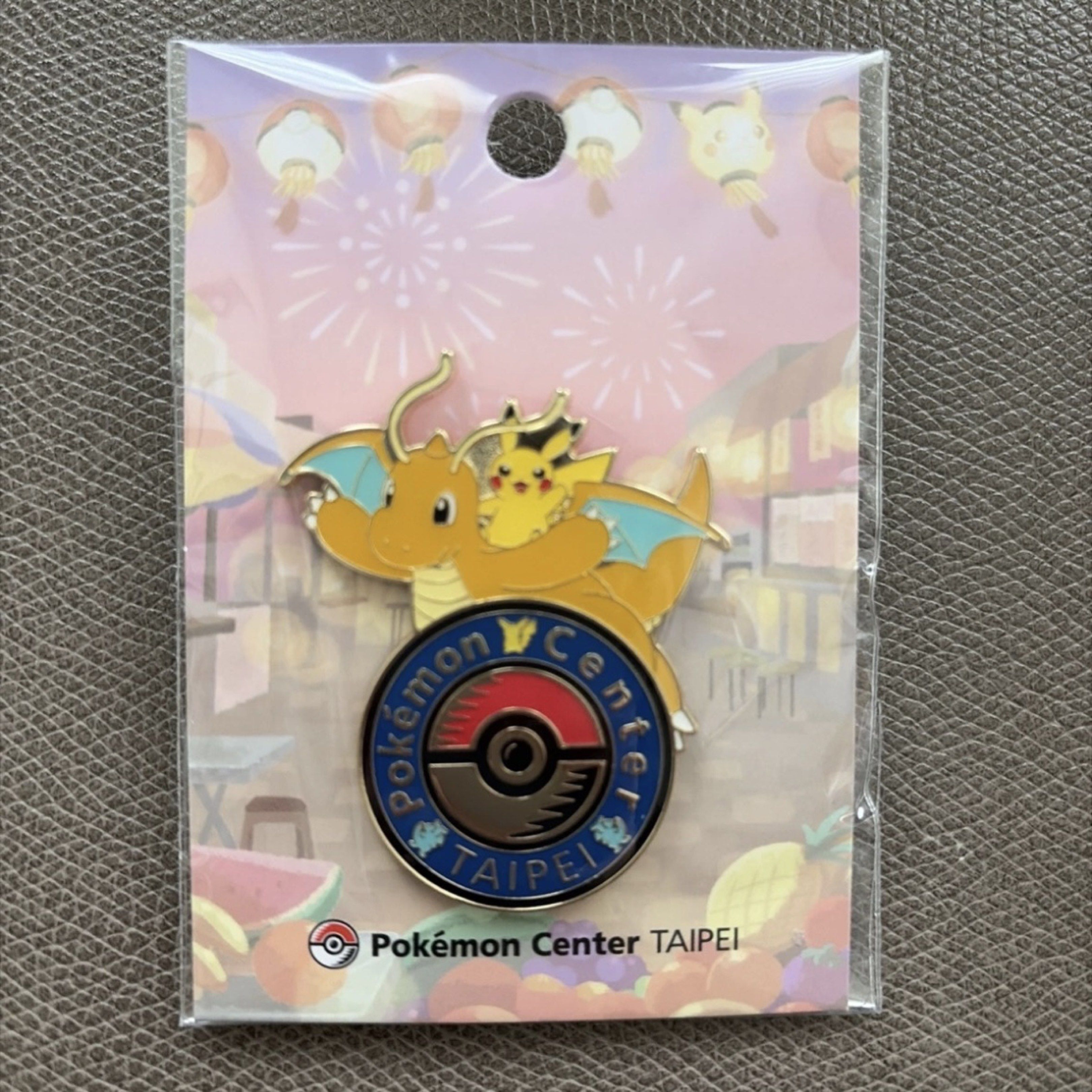 (BN) Pokemon Center Taipei Logo Pin (Pikachu & Dragonite), Hobbies ...