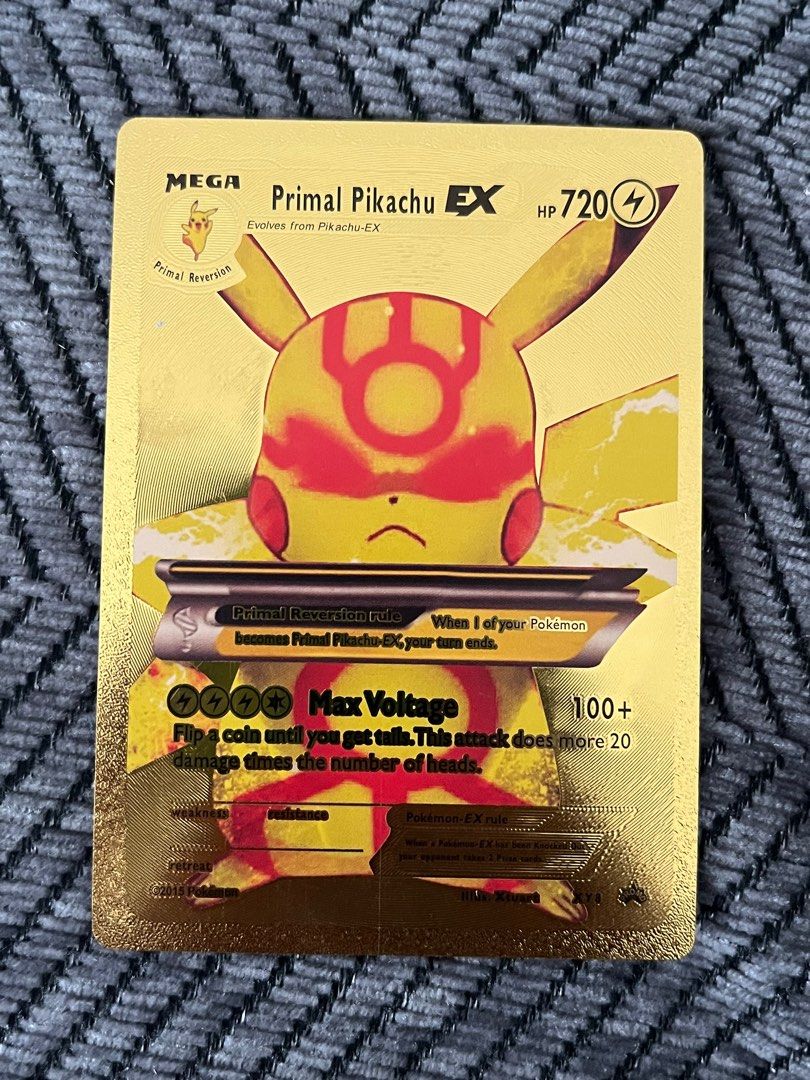 Customize Primal Pikachu EX Gold Card, Hobbies & Toys, Toys & Games on ...