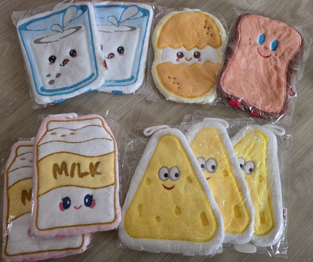 9 Cute Cartoon Kitchen Cloths - Milk, Cheese, Egg, Toast, Hobbies ...