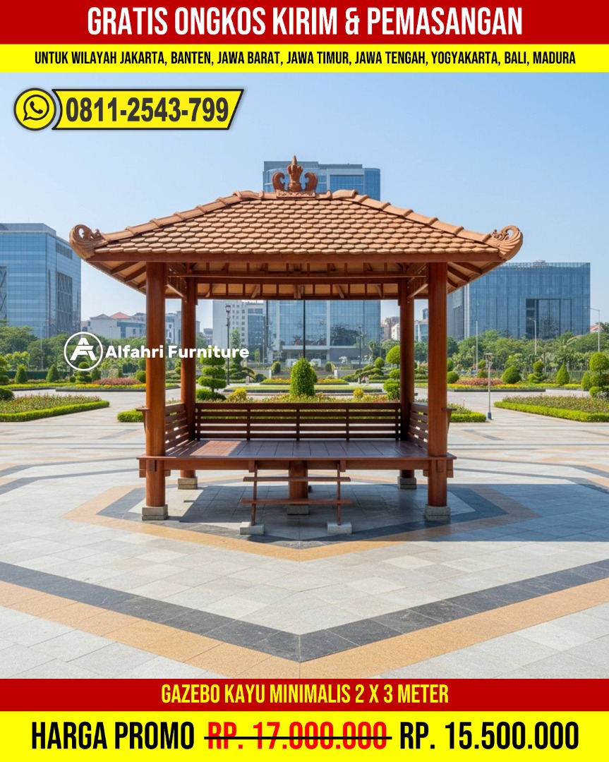 Gazebo Outdoor Elegan Untuk Tempat Bersantai 2x3 Atap Genteng Sirap ...