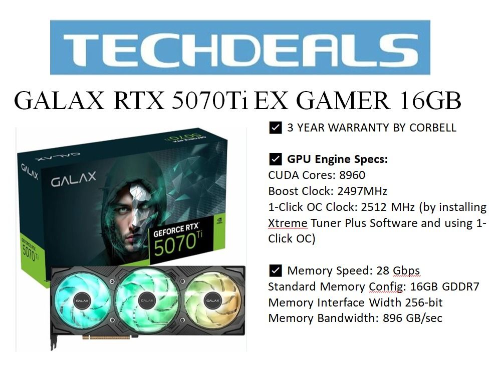 IN STOCK | GALAX RTX 5070 TI 16GB 1 CLICK OC EX GAMER, Computers & Tech ...