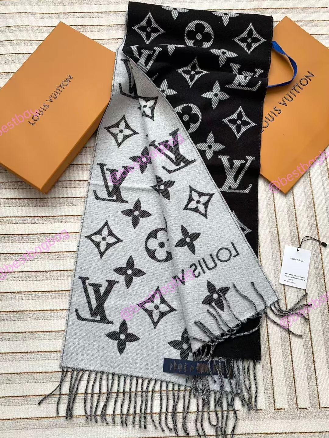 Louis Vuitton classic presbyopic pattern long towel, Men's Fashion ...