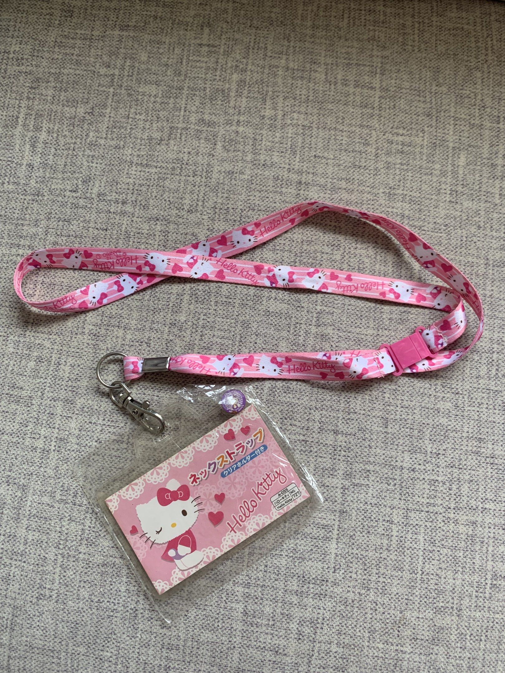 Sanrio Hello Kitty Pink Breakaway Fabric Lanyard ID Card Badge Holder ...