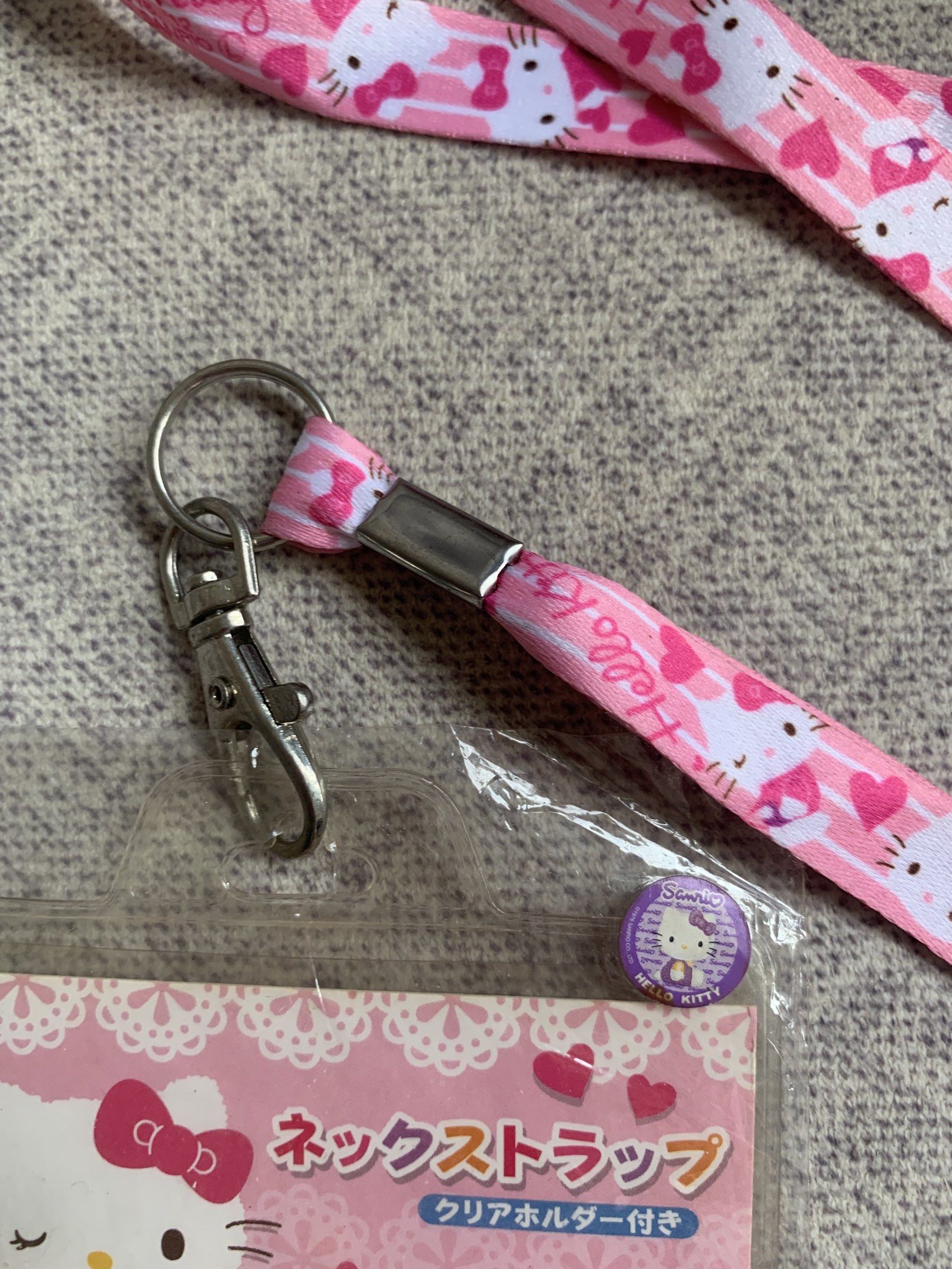 Sanrio Hello Kitty Pink Breakaway Fabric Lanyard ID Card Badge Holder ...